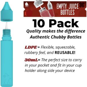 30ml Chubby Gorilla LDPE PET Plastic Unicorn Squeeze Bottle (10 Pack) Dropper bottle (Transparent Blue) REUSABLE, Child Resistant Cap, Easy Drip Tip Applicator Dropper Bottles with Squeeze Dropper