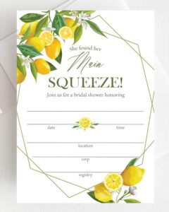 moonrise papery set of 25 lemon theme bridal shower invitations with envelopes — main squeeze bridal shower invitations with envelopes