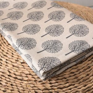 sheicon cotton linen blend fabric by the yard 60" wide floral printed decorative fabric for diy projects and tablecloth making color grey tree size 2 yards