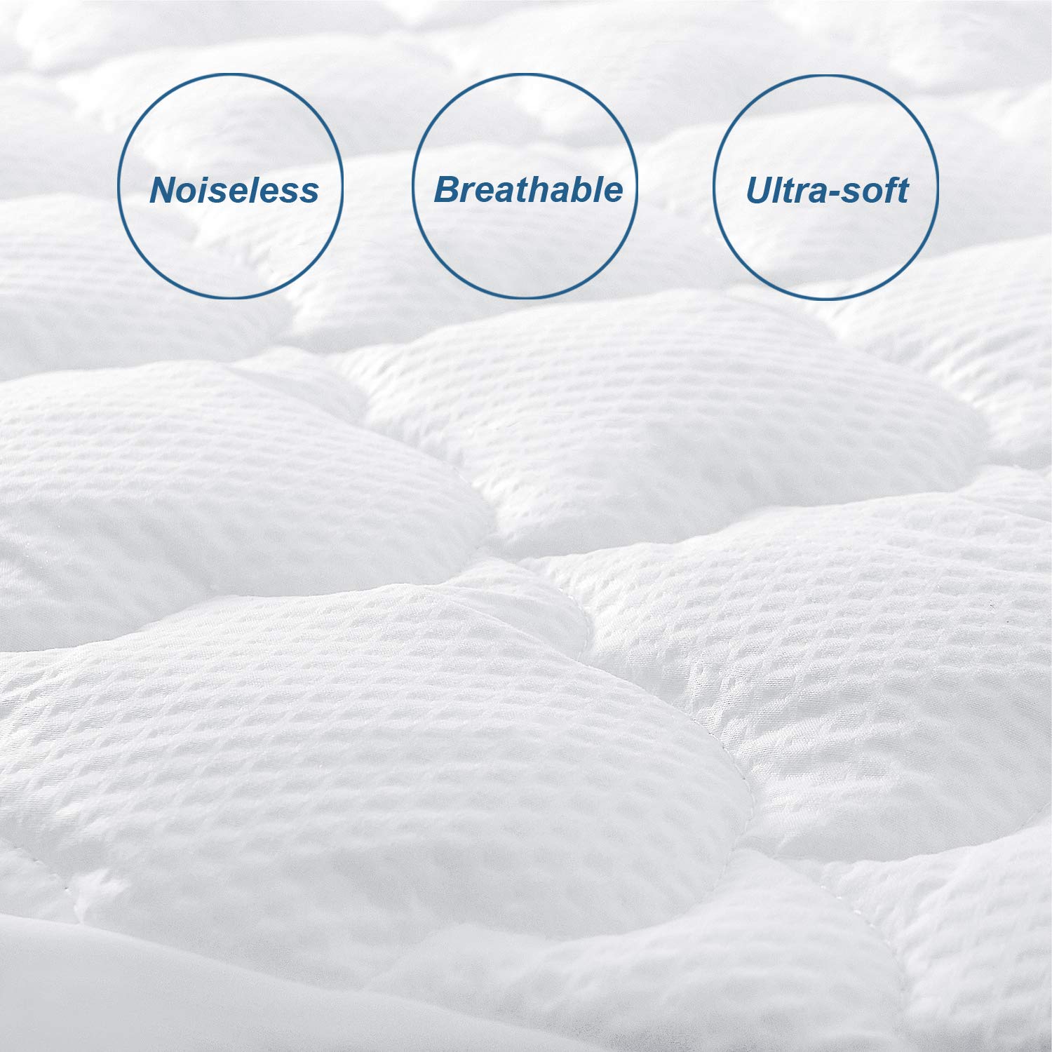 Queen Mattress Pad Thick Quilted Mattress Topper Air Mattress Cover, Super Soft Breathable and Noiseless Down Alternative Fiber Extra Thick Mattress Pad with Deep Pocket Fits up to 23 Inch Mattress