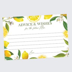 lemon theme advice and wishes cards, set of 50, advice cards for bridal shower, bridal shower advice cards