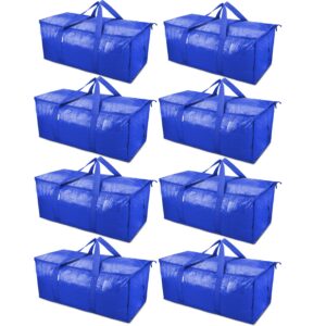 ticonn 8 pack extra large moving bags with zippers & carrying handles, heavy-duty storage tote moving boxes for space saving