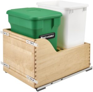 rev-a-shelf 4wcsc-1835ckgr-2/35 qrt soft-close full-extension pull-out waste container w/odor reducing green compost bin