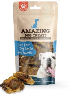 amazing dog treats - meaty knee cap bones (5 count) - sourced from premium grass fed cattle - knee cap bones for dogs - long lasting dog chew bones - smoked tasty dog bones for aggressive chewers