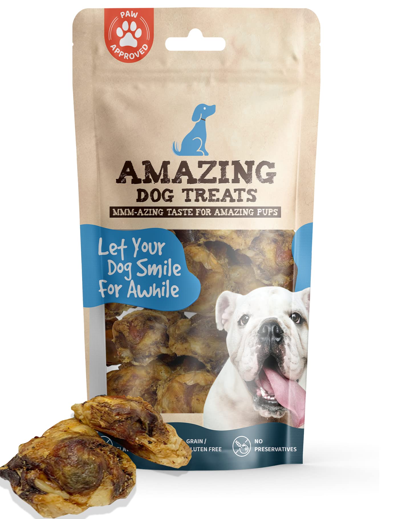 Amazing Dog Treats - Meaty Knee Cap Bones (5 Count) - Sourced from Premium Grass Fed Cattle - Knee Cap Bones for Dogs - Long Lasting Dog Chew Bones - Smoked Tasty Dog Bones for Aggressive Chewers