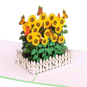 cute popup - happy birthday pop up card with beauty of sunflower design, pop up cards thinking of you, get well soon card, wonderful sunflower card for mom, grandparents, daughter on any occasion