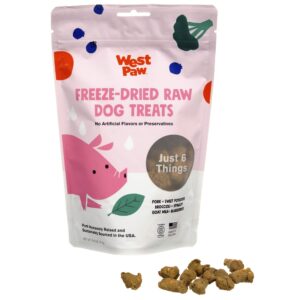 west paw all-natural raw freeze-dried dog treats – farm-fresh pork training treats for dogs – wholesome canine treat for puppies, adult dogs & senior dogs, pork with superfood, 2.5 oz