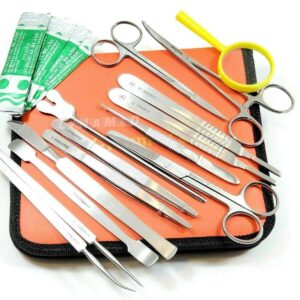 Premium 34 Pcs Advanced Biology Lab Anatomy Student Dissecting Dissection Kit Set with Scalpel Knife Handle Scalpel Blades (All in One with Zipper Case) Blades