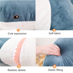 XIAOHONG 39 inch Giant Shark Stuffed Animal,Soft Shark Cushion Pillow Shark Plush Pillows,Chubby Stuffed Shark Toy Kid's Room Décor,Perfect Stress Relief for Women