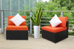 excited work pe wicker sofa outdoor loveseat 2 piece patio couch with washable couch cushions, outdoor sectional furniture sofa sets