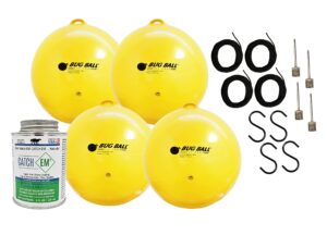 bug ball gnat ball 4 pack starter complete kit - gnats, house fly, no-see-um, aphids whiteflies, and love bugs trap