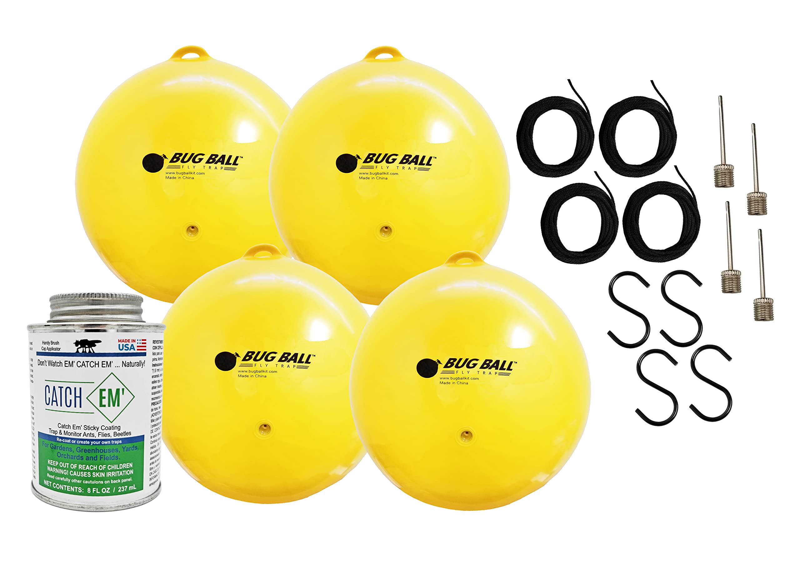 Bug Ball Gnat Ball 4 Pack Starter Complete kit - Gnats, House Fly, No-See-Um, Aphids whiteflies, and Love Bugs Trap