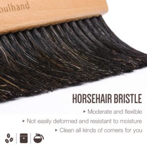 Soulhand Coffee Cleaning Brush Coffee Bar Brush Espresso Grinder Brush Tools Characteristic Hole Design Natural Boar Bristles Wooden Handle Cleaning Tools for Barista Home Kitchen