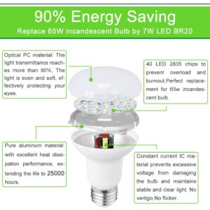 Dimmable R20 Led Light Bulbs, 7W(65W Incandescent Bulbs Equivalent), 5000K Daylight White, 700 Lumen, E26 Base Recessed Light Bulbs, BR20 LED Flood Light for Home or Office Space, (4 Pack)