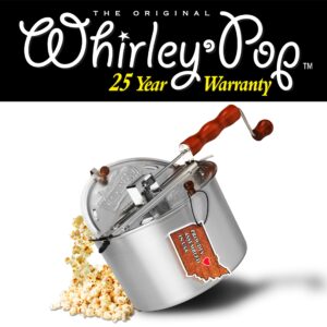 Original Whirley Pop Popcorn Maker - 6 Quart Stovetop Popcorn Popper With Five Popping Kits, Aluminum Popcorn Pot With Nylon Gears, Wabash Valley Farms Stove Top Popcorn Maker, Popcorn Pan (Red)