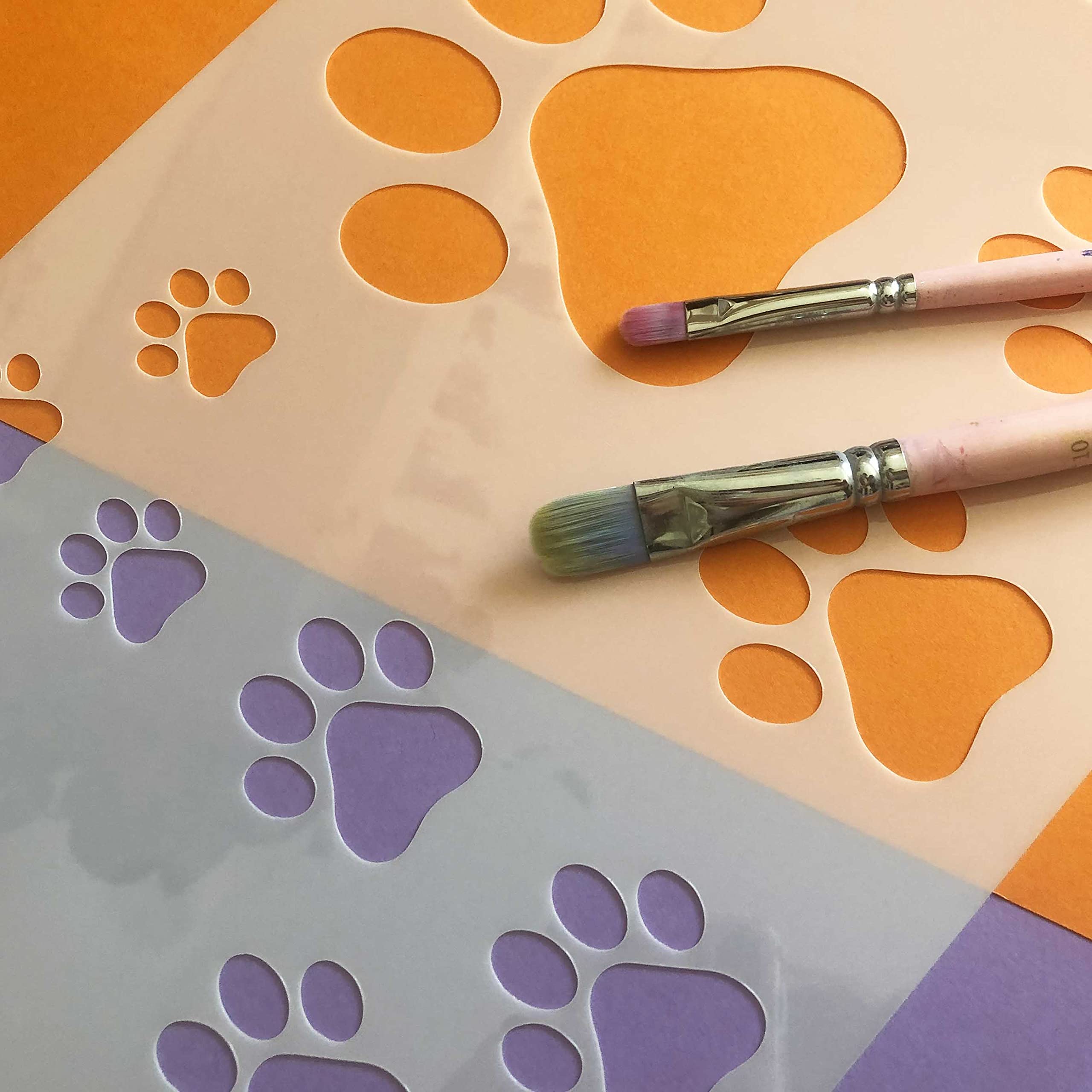 Stencil Stop Paw Print Stencil - Reusable Cat and Dog Stencils for Painting on Wood, Wall, Fabric, Rock, DIY, Crafts - 14 Mil Mylar Plastic - Various Sizes