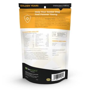 VetriScience Golden Years Energize and Thrive Complete Daily Multivitamin with BCAAs for Senior Dogs, Chicken, 60 Chews