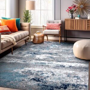 rugshop distressed abstract watercolor area rug 7'10" x 10' blue