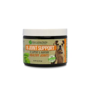 silver lining herbs 18 canine joint support - natural joint support for dogs- helps keep your dogs joints functioning properly - herbal canine supplement - 2 ounce jar