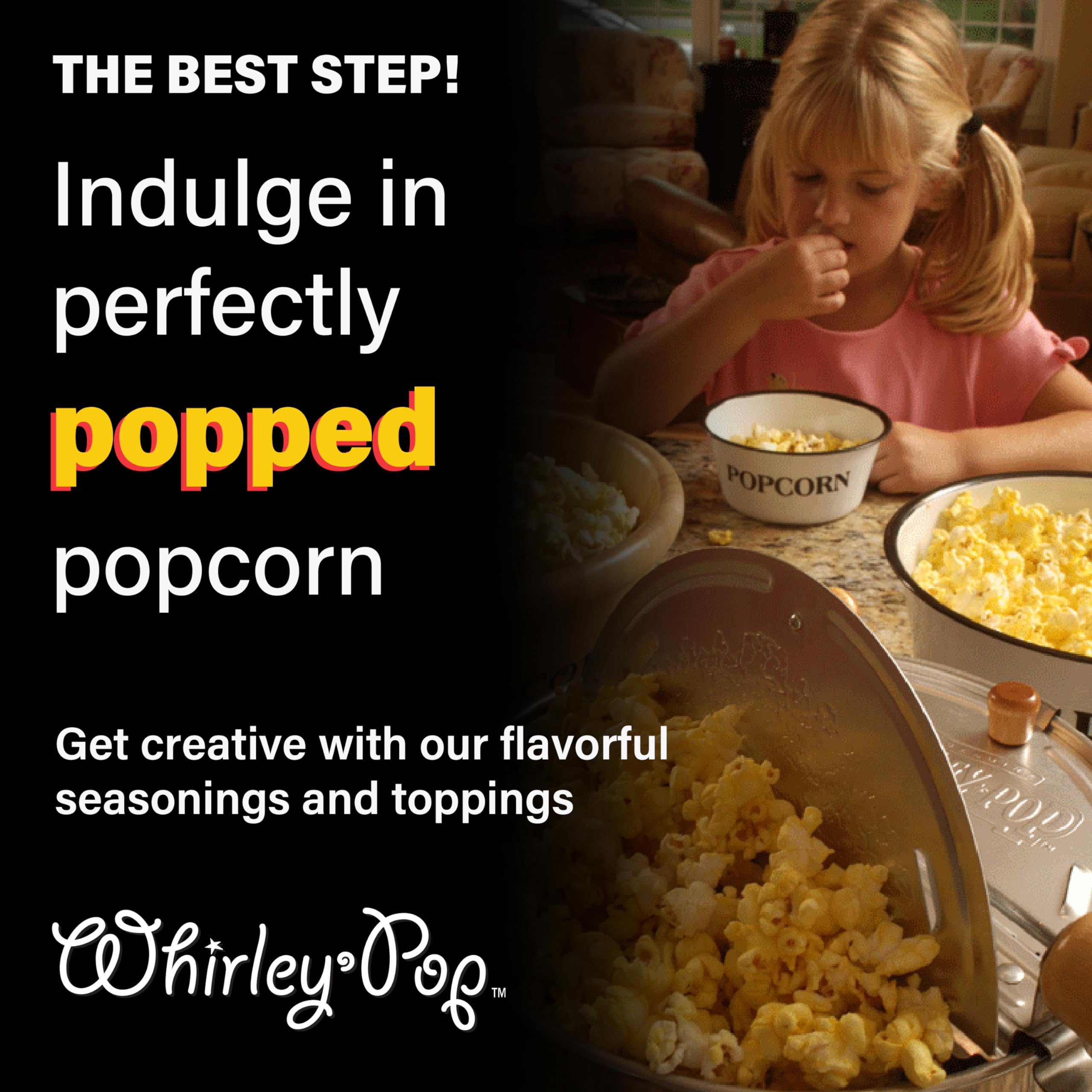 Original Whirley Pop Popcorn Maker - 6 Quart Stovetop Popcorn Popper With Five Popping Kits, Aluminum Popcorn Pot With Nylon Gears, Wabash Valley Farms Stove Top Popcorn Maker, Popcorn Pan (Red)