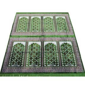 modefa turkish prayer rug | wide 8 multi person velvet namaz sajadah janamaz | family group mosque carpet (green)