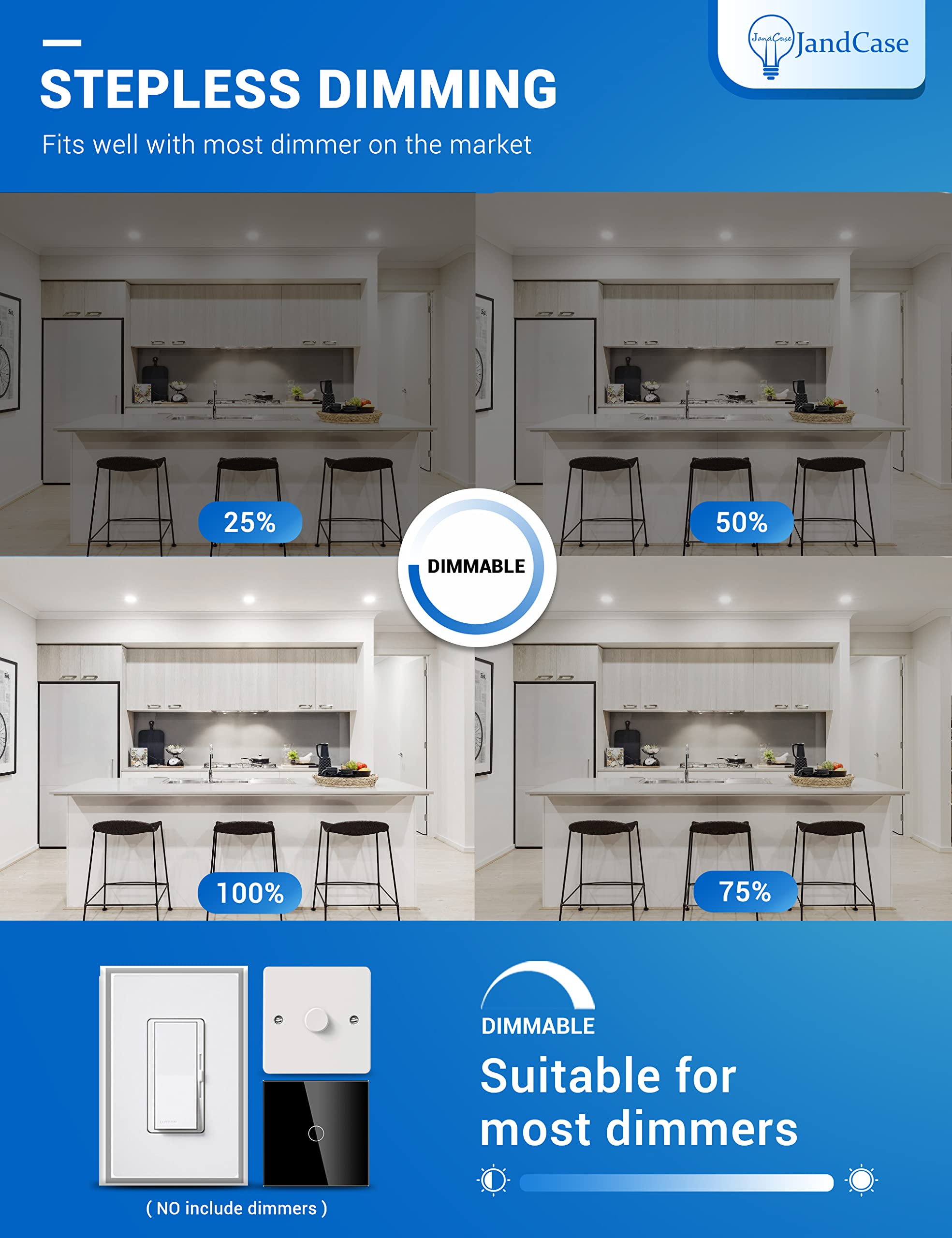 JandCase BR30 LED Flood Light Bulbs, Indoor Flood Light Bulbs, E26 Base, Dimmable, 11W(65W Equivalent), 5000K Daylight White, 850lm, UL & Energy Star Listed, 6 Pack