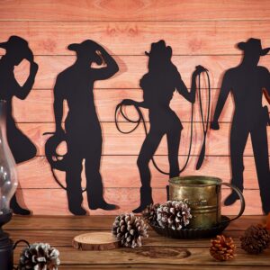 Boao 16 Pieces Cowboy Silhouettes Cowboy Cutouts Western Theme Party Decorations Photo Booth for Wild West Theme Birthday Baby Shower Cowboy Party Retro Parties Supplies