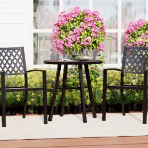 MFSTUDIO 3-Piece Patio Bistro Sets Outdoor Matel Furniture Set with 1 x Table and 2 x Chair for Garden Backyard,Black