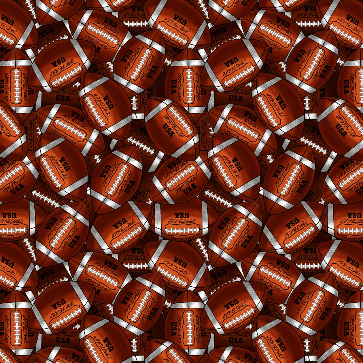 Footballs Cotton Fabric by The Yard