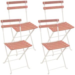 sunnydaze classic cafe european chestnut wooden folding bistro chair - indoor or outdoor use on patio, deck, balcony or camping - antique pink - set of 4