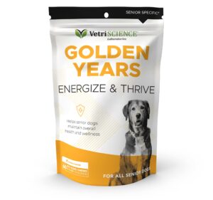 vetriscience golden years energize and thrive complete daily multivitamin with bcaas for senior dogs, chicken, 60 chews