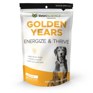 VetriScience Golden Years Energize and Thrive Complete Daily Multivitamin with BCAAs for Senior Dogs, Chicken, 60 Chews