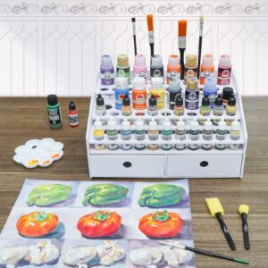 SANFURNEY Paint Rack Stand Pigment Ink Bottle Paints Tool Storage with Cabinet Holder Organizer for 59 Bottles of Paints