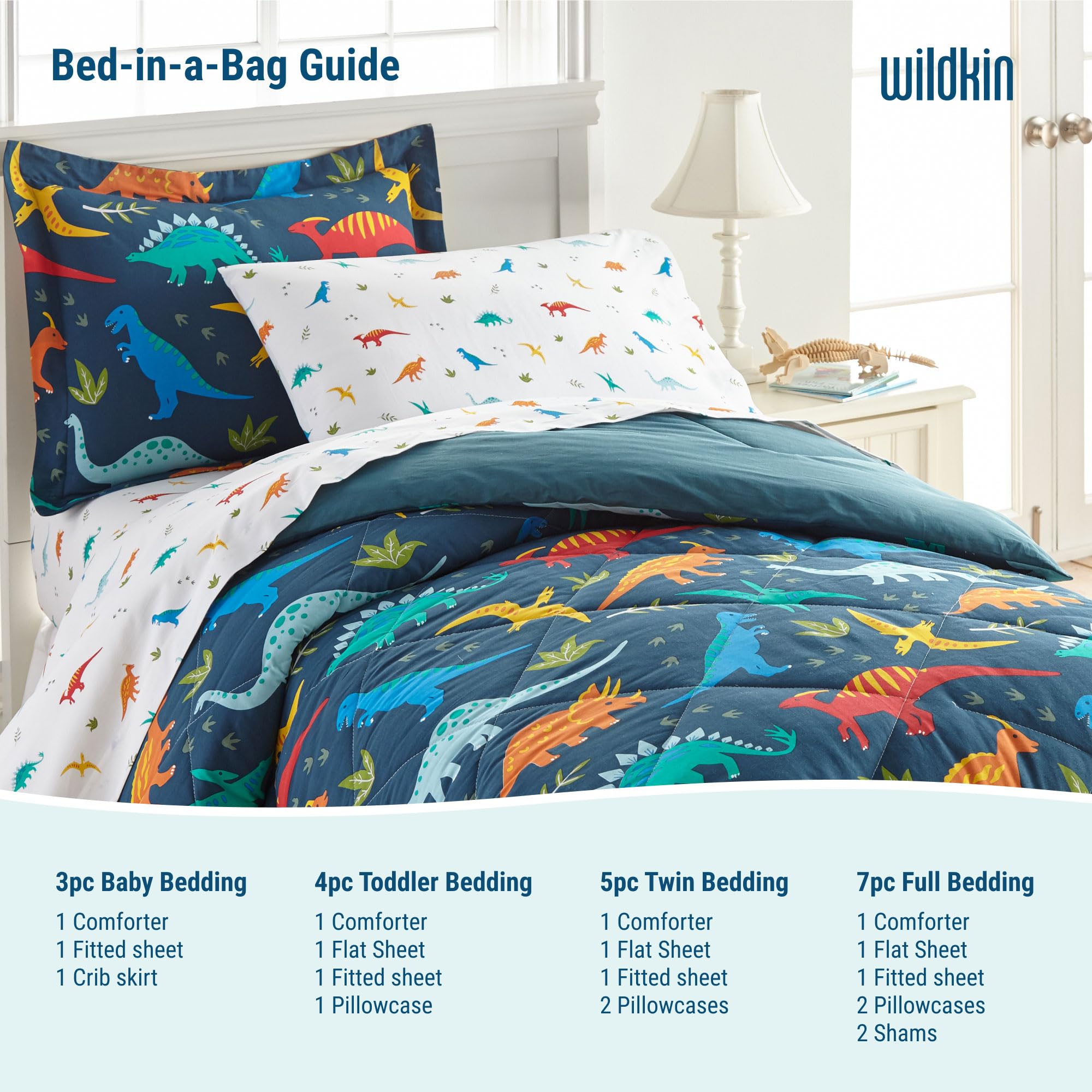 Wildkin 100% Cotton 7 Pc Full Bed-in-A-Bag for Boys & Girls, Bedding Set Includes Comforter, Flat Sheet, Fitted Sheet, Two Pillowcases and Shams, Bed Set for Cozy Cuddles (Horses)