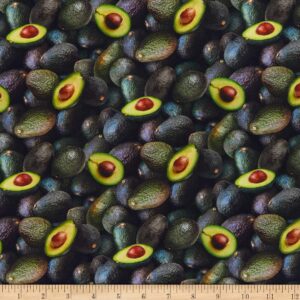 food festival avocados green, quilting fabric by the yard