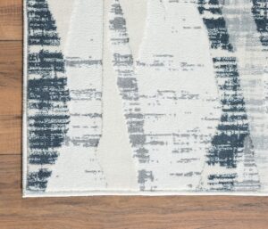 abani geometric beige & blue 4'x6' area rug, aspen collection - contemporary accent rug rugs