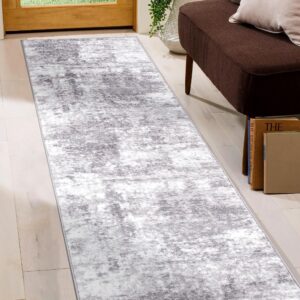 Rugshop Distressed Abstract Runner Rug 2' x 7' Gray