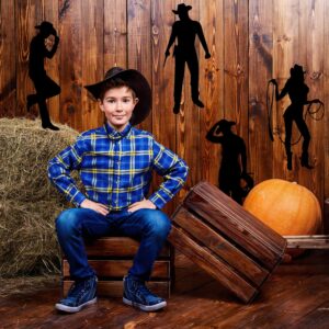 Boao 16 Pieces Cowboy Silhouettes Cowboy Cutouts Western Theme Party Decorations Photo Booth for Wild West Theme Birthday Baby Shower Cowboy Party Retro Parties Supplies