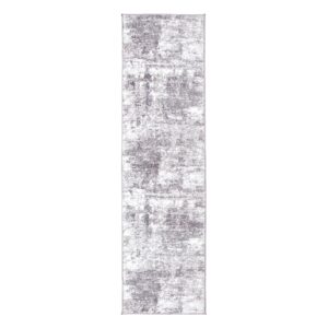 Rugshop Distressed Abstract Runner Rug 2' x 7' Gray