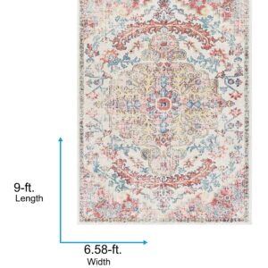 Livabliss Odelia Vintage Bohemian Area Rug,6'7" x 9',Blush/Yellow