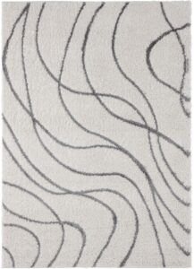 abani unique boston collection 5'3" x 7'6" shag area rug - cozy soft & plush ivory accent rug rugs