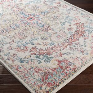 Livabliss Odelia Vintage Bohemian Area Rug,6'7" x 9',Blush/Yellow