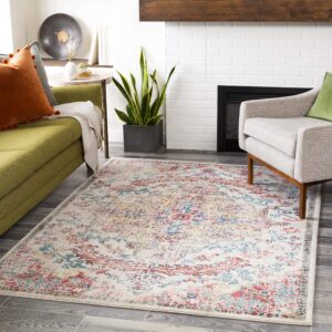 livabliss odelia vintage bohemian area rug,6'7" x 9',blush/yellow