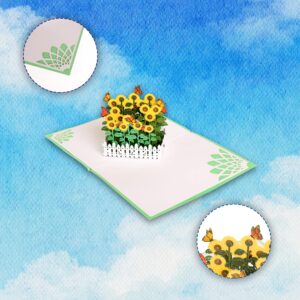 CUTE POPUP - Happy Birthday Pop Up Card with Beauty of Sunflower Design, Pop Up Cards Thinking Of You, Get Well Soon Card, Wonderful Sunflower Card for Mom, Grandparents, Daughter on any Occasion