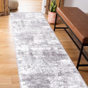 rugshop distressed abstract runner rug 2' x 7' gray