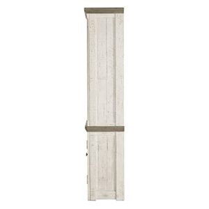 Signature Design by Ashley Havalance Modern Farmhouse Right Pier Cabinet, Shelves for Storage, Weathered Gray & Vintage White