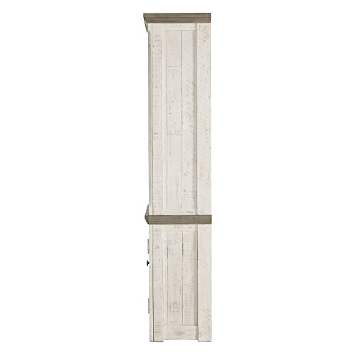 Signature Design by Ashley Havalance Modern Farmhouse Right Pier Cabinet, Shelves for Storage, Weathered Gray & Vintage White