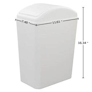 Xowine 4.2 Gallon Plastic Trash Can, Small Garbage Can with Swing Top Lid, White