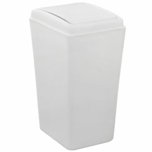 Xowine 4.2 Gallon Plastic Trash Can, Small Garbage Can with Swing Top Lid, White