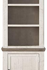 Signature Design by Ashley Havalance Modern Farmhouse Right Pier Cabinet, Shelves for Storage, Weathered Gray & Vintage White